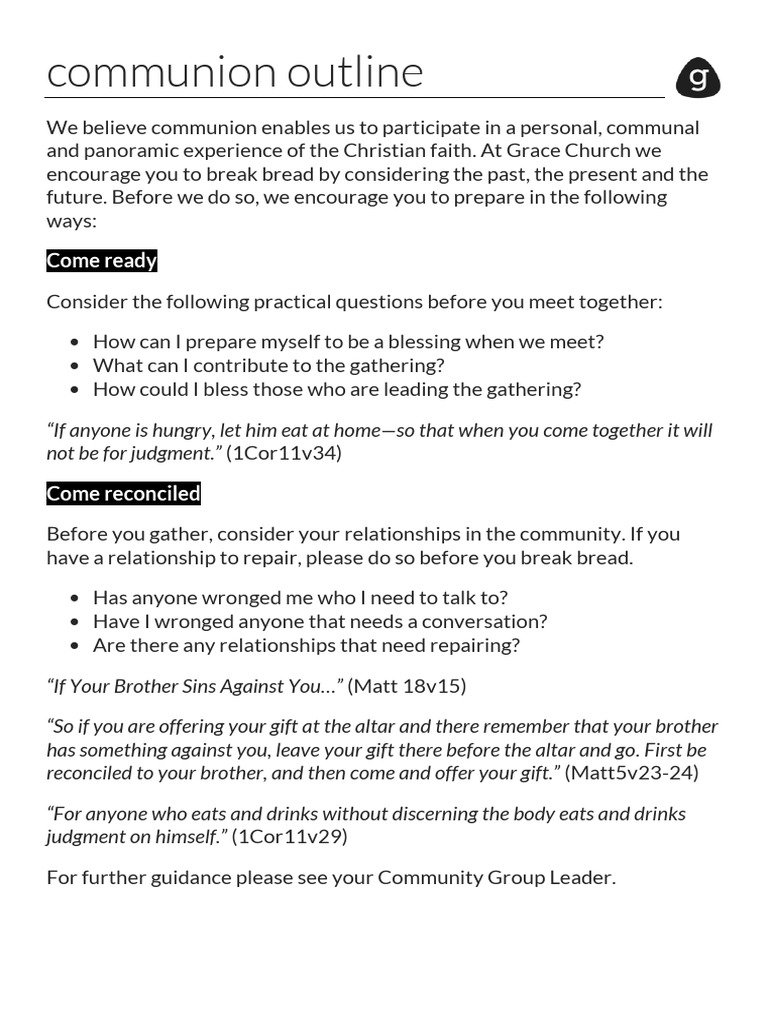 Communion Guide Card | PDF | Confession (Religion) | Eucharist