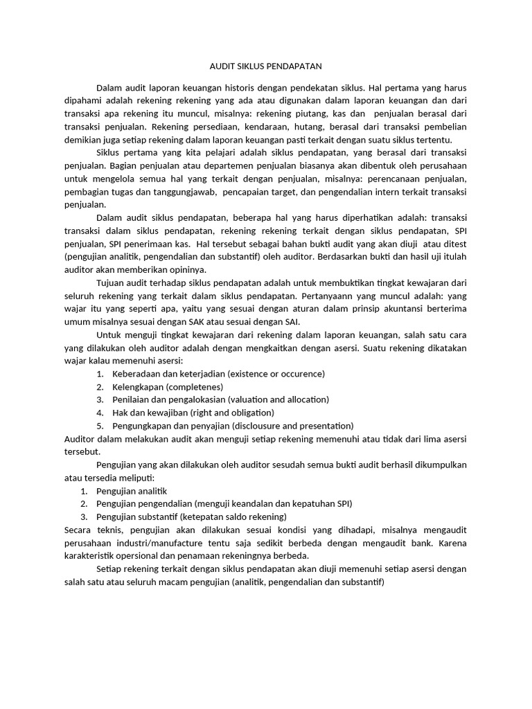 Audit Siklus Pendapatan | PDF | Karier & Perkembangan | Bisnis