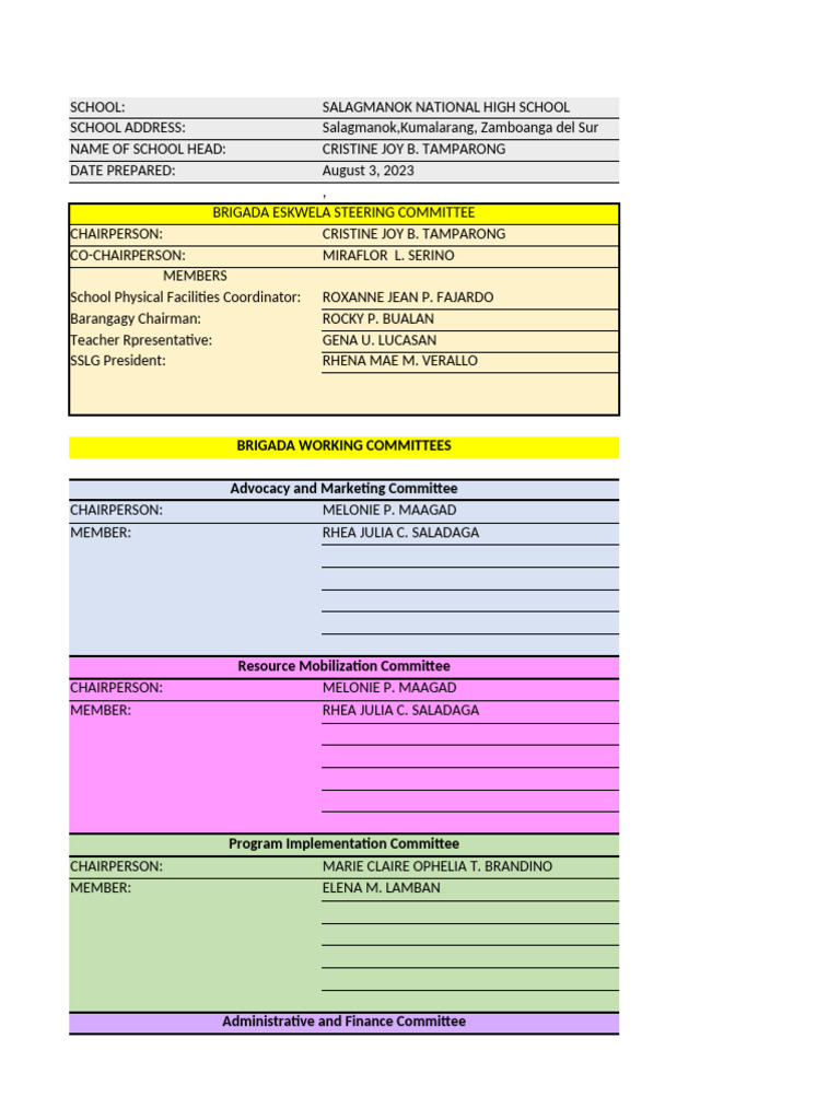 Working Committee Chart | PDF