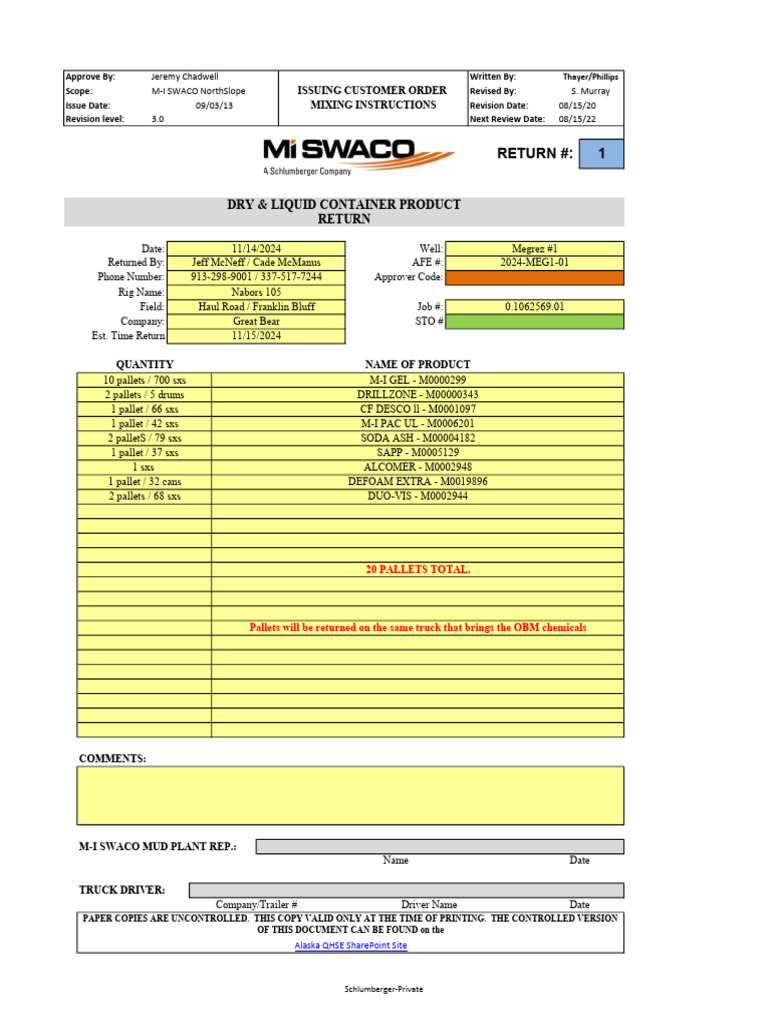 Mixing Instructions for M-I SWACO Products | PDF | Freight Transport ...