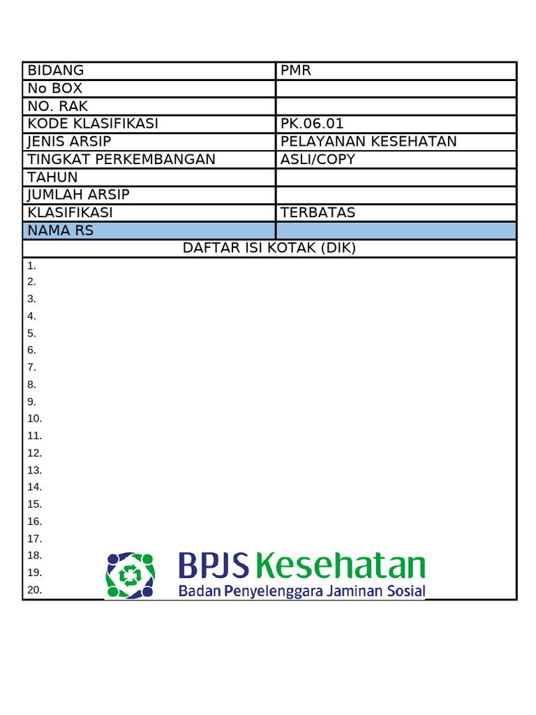 Format Label Box Arsip RS | PDF | Hukum