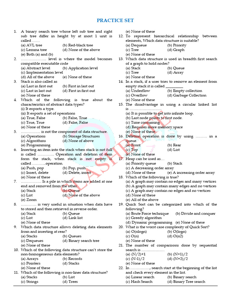 DSA Practice Set | PDF | Time Complexity | Applied Mathematics