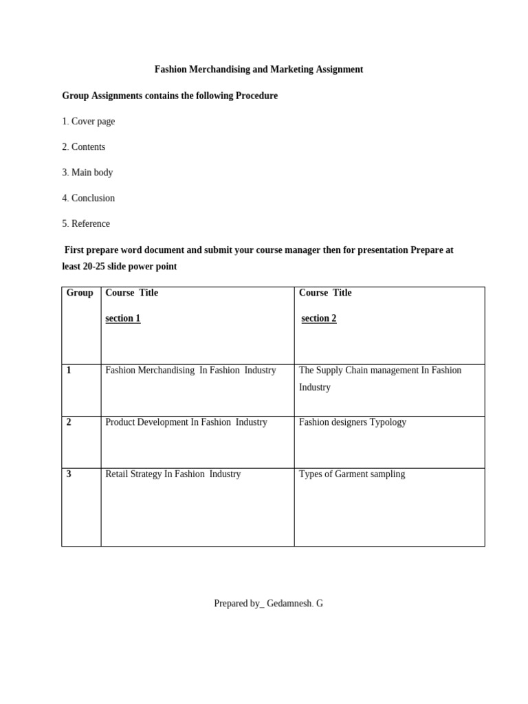 Fashion Merchandising Assignment Guide | PDF | Art