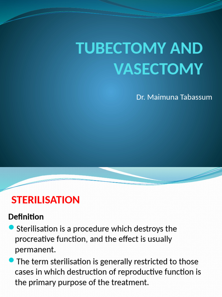 Tubectomy and Vasectomy Overview | PDF | Public Health | Gynaecology