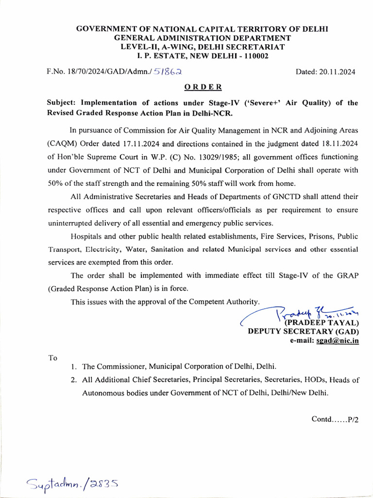 Delhi Govt's Air Quality Response Plan | PDF | Delhi | Government