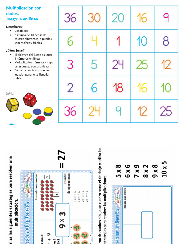 Multiplicación Con Dados | PDF | Cocina, comidas y vino