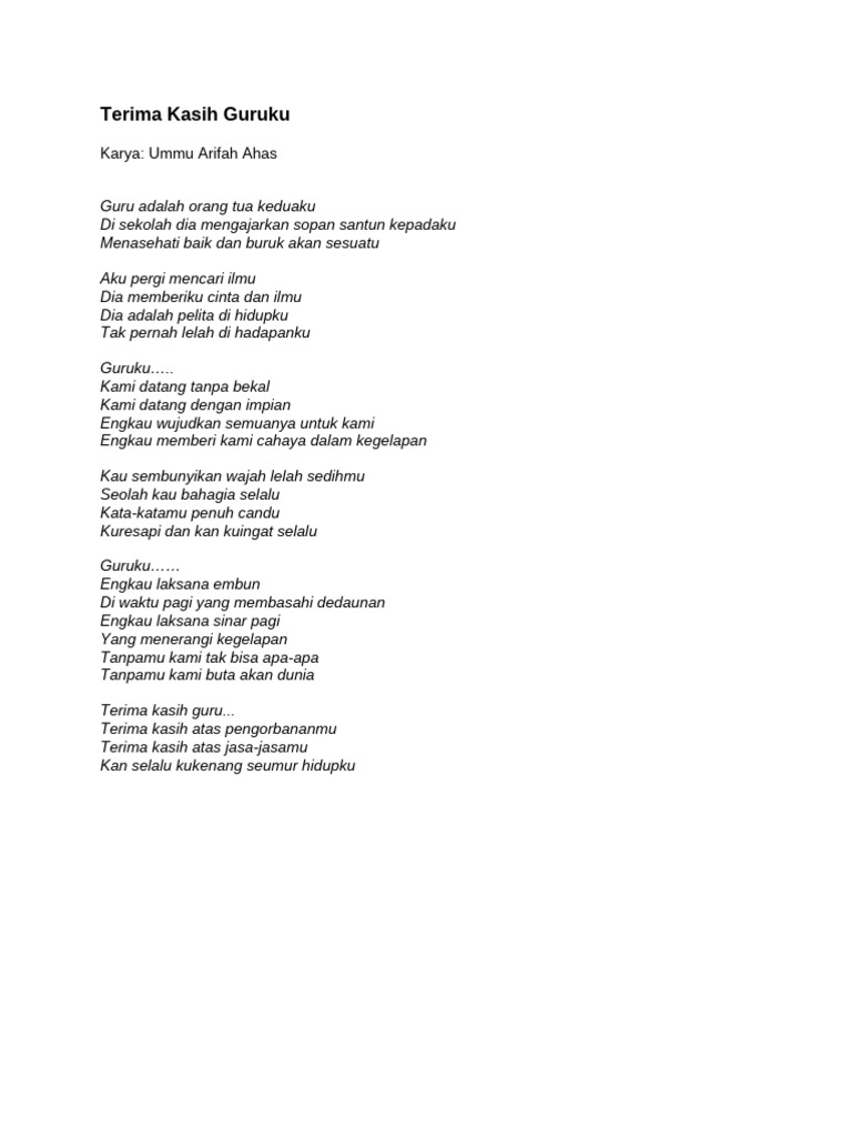 Puisi Terima Kasih Guruku | PDF | Seni | Agama & Spiritualitas
