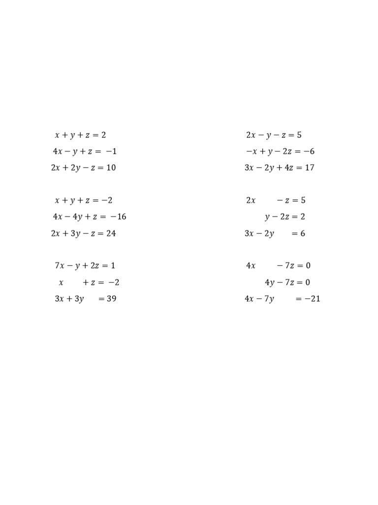 Simultaneous Equation 3 Variables | PDF