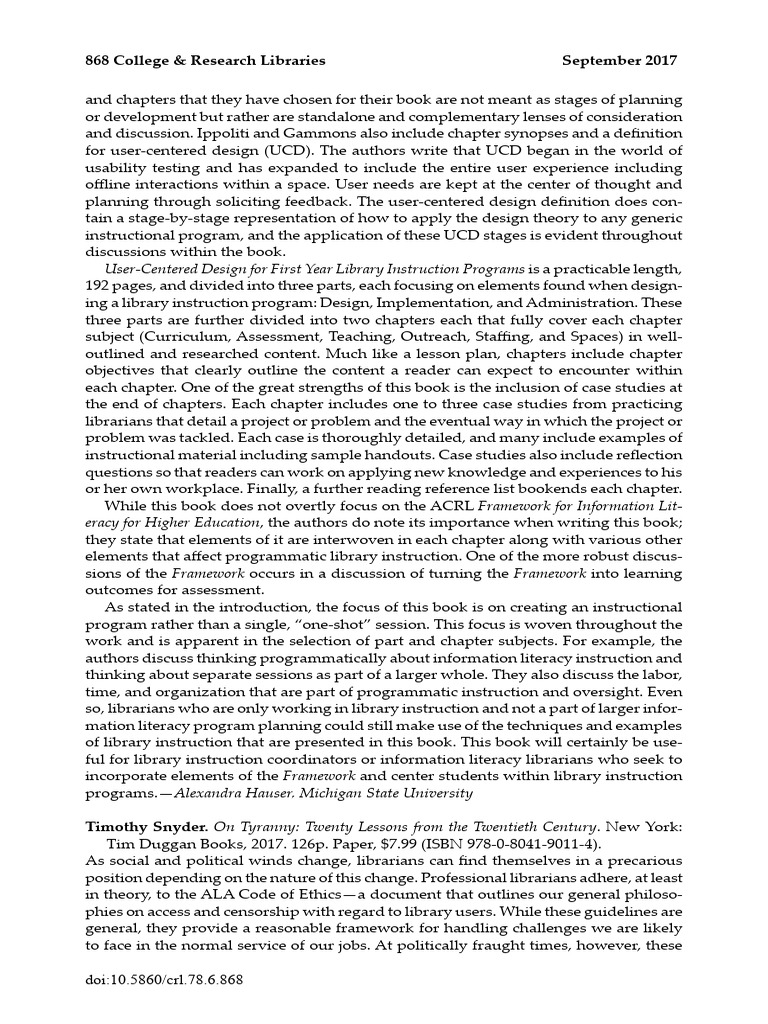 Timothy Snyder On Tyranny Twenty Lessons | PDF | Libraries ...