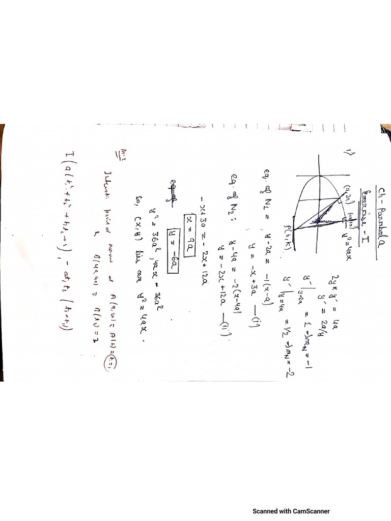 Parabola Sheet Ex1@ Solu | PDF