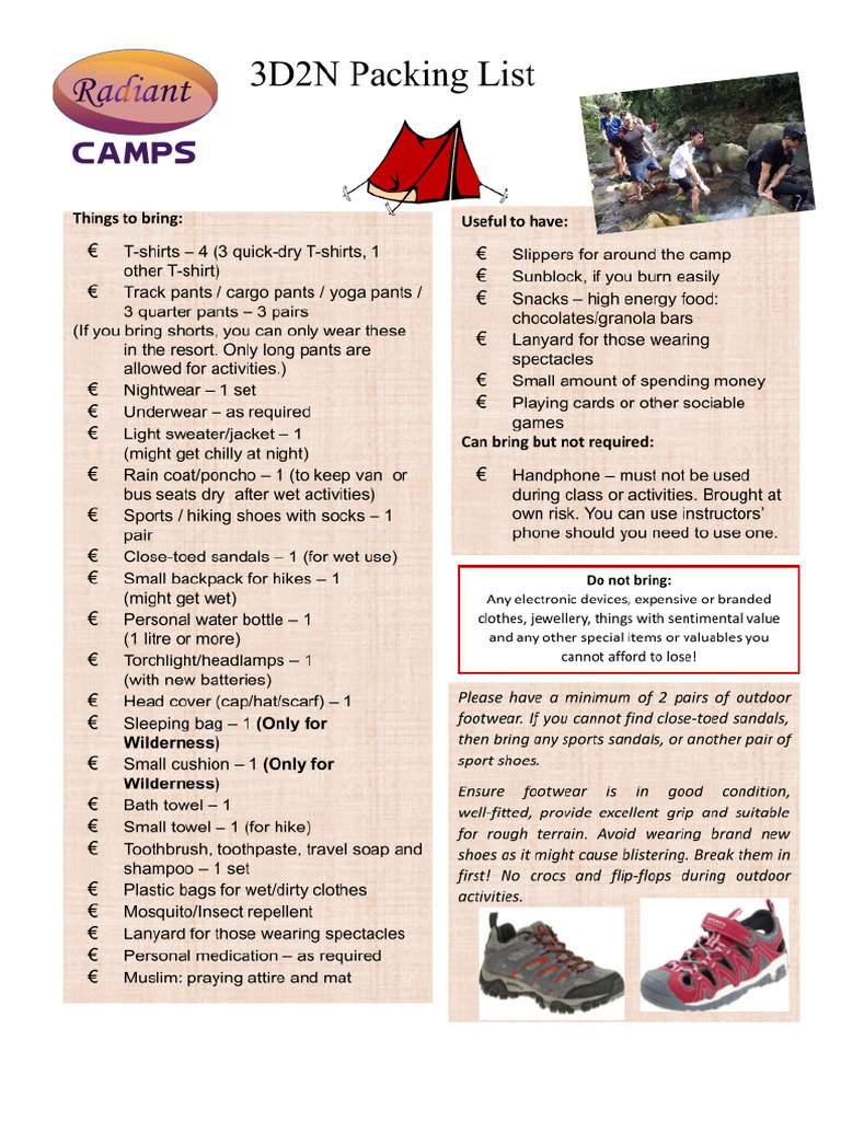 Starter - Wilderness Skills Camp Packing List-1 | PDF