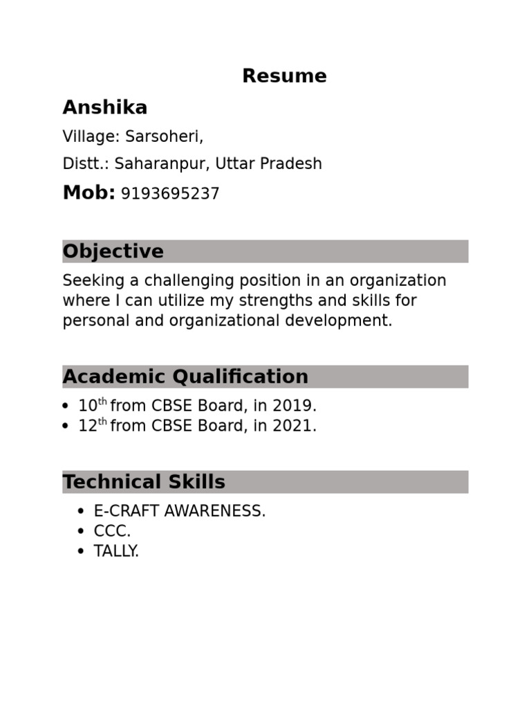 Resume Anshika | PDF