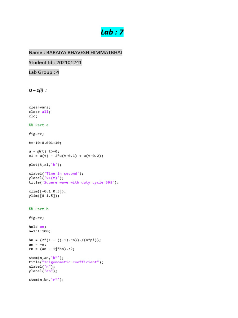 202101241_Lab7 | PDF | Electrical Engineering | Waves