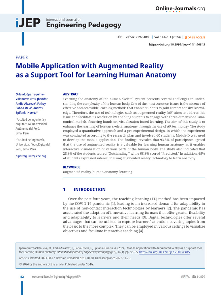 Engineering Pedagogy: Mobile Application With Augmented Reality As A ...