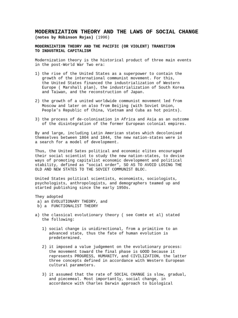 Modernization Theory and The Laws of Social Change | PDF ...