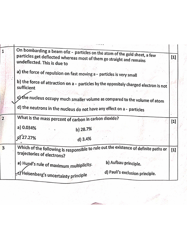 Chemistry Sample Paper Class 11 Sample Paper | PDF | Electron | Atoms