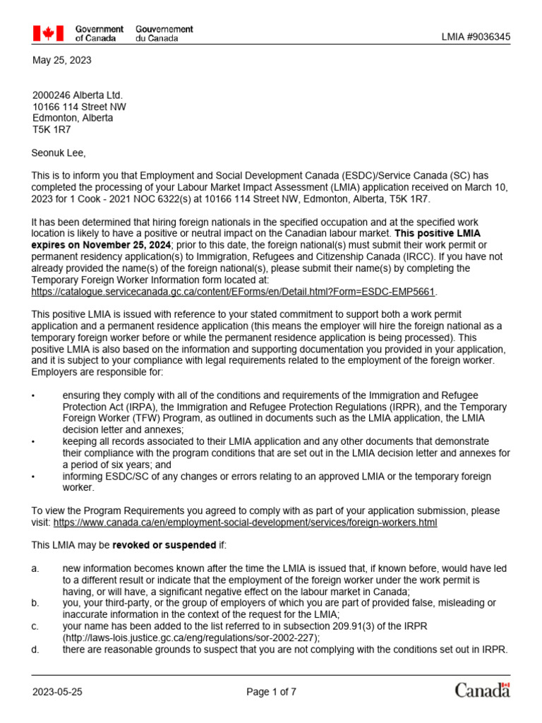 Positive LMIA | PDF | Foreign Worker | Immigration