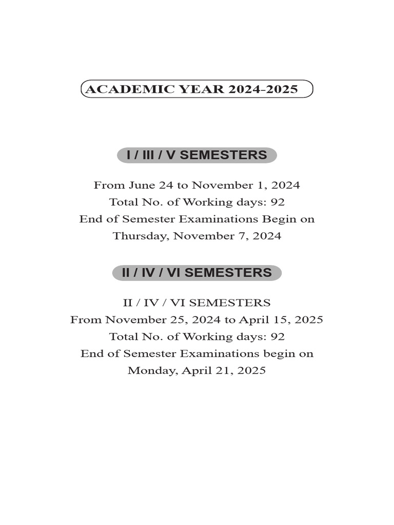 MCC Calendar - 2024-25 Updated | PDF | Academic Term | Observances