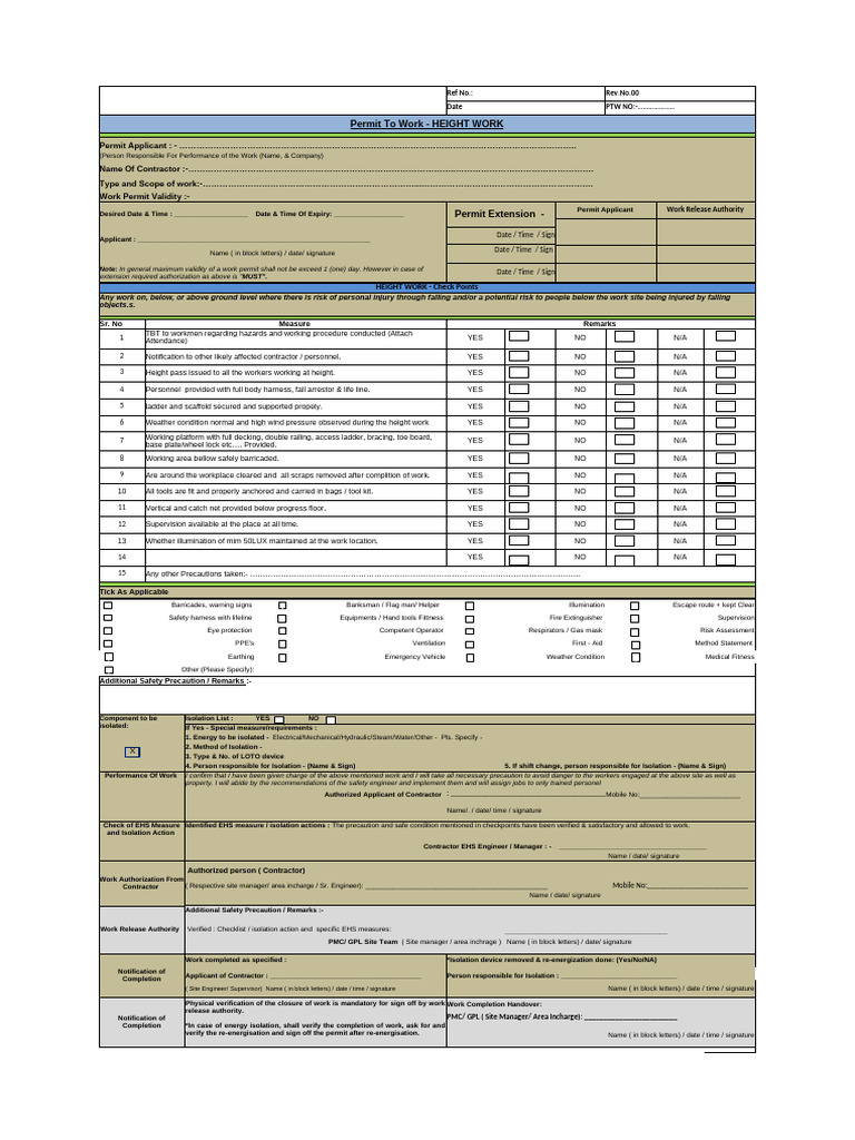 Format PTW-Revised 00 | PDF | Personal Protective Equipment | Safety
