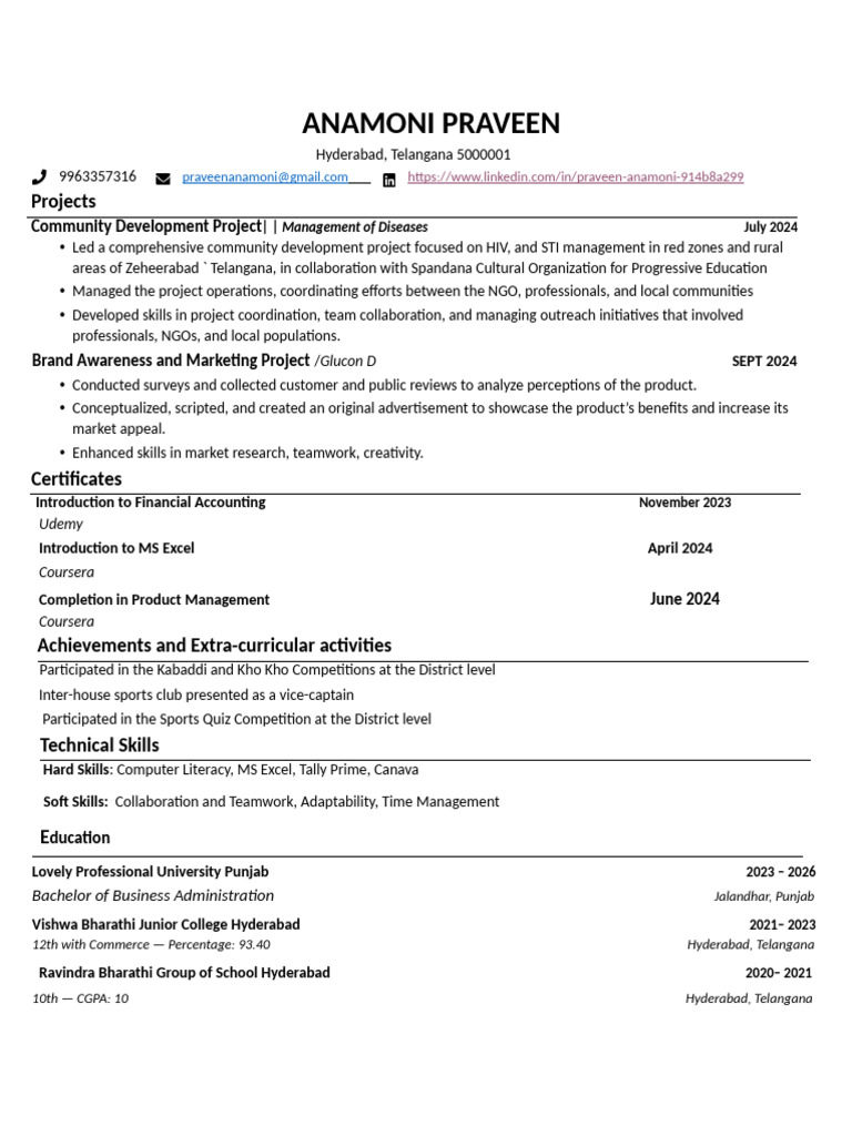 Praveen CV Final | PDF | Human Communication | Business