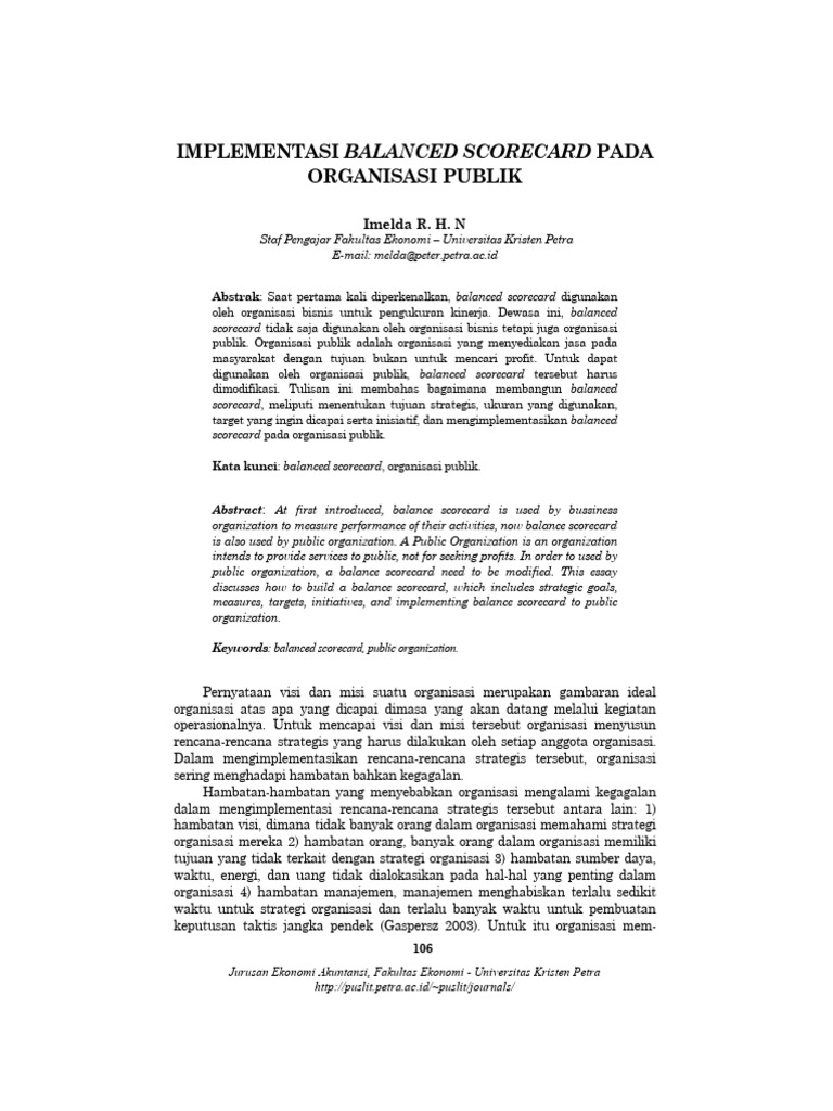 ID Implementasi Balanced Scorecard Pada Org 1 | PDF | Karier & Perkembangan | Bisnis