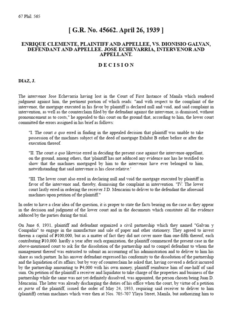 40 Clemente vs. Galvan, G.R. No. 45662. April 26, 1939 | PDF | Appeal ...