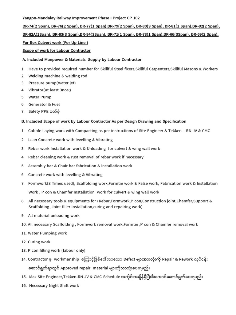 Culvert - 14nos Scope of Work | PDF | Concrete | Building Materials