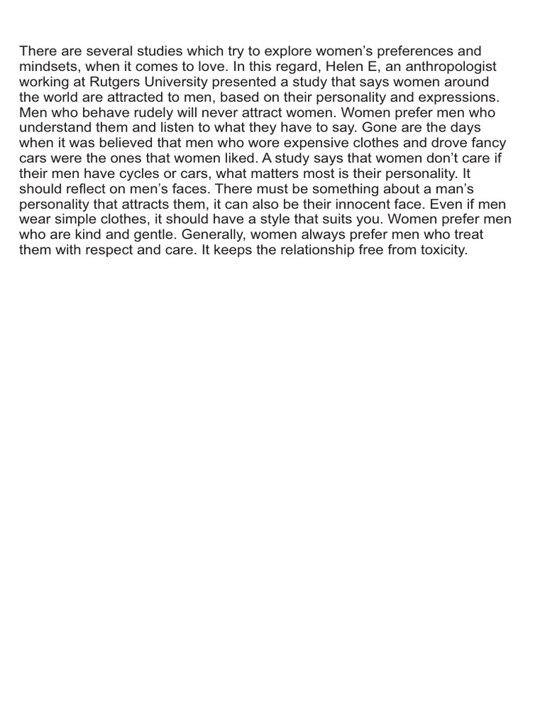 Women Get Attracted To Men Who Are Simple and Kind | PDF | Social Science