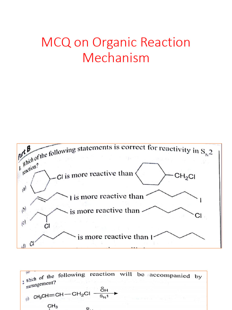 MCQ On Organic Reaction Mechanism - Harish | PDF