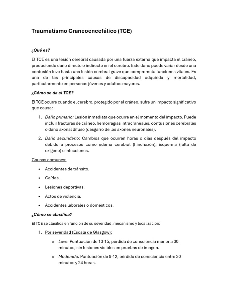 Investigacion Tce | PDF | Neurociencia | Especialidades Medicas