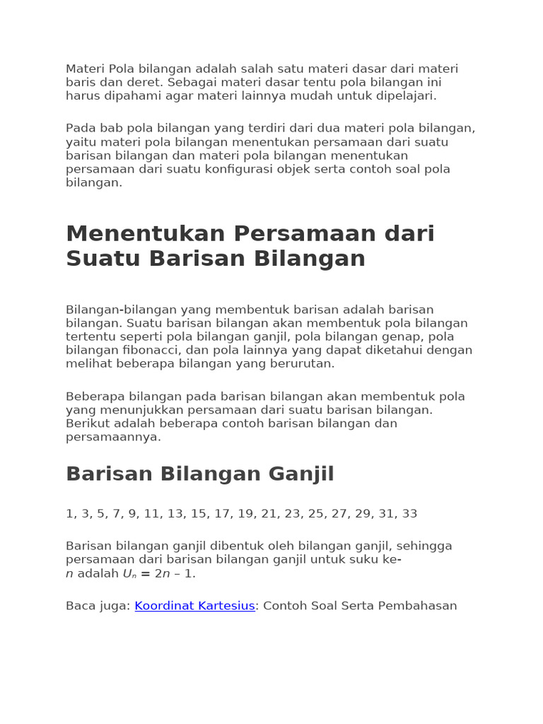 Materi Pola Bilangan | PDF