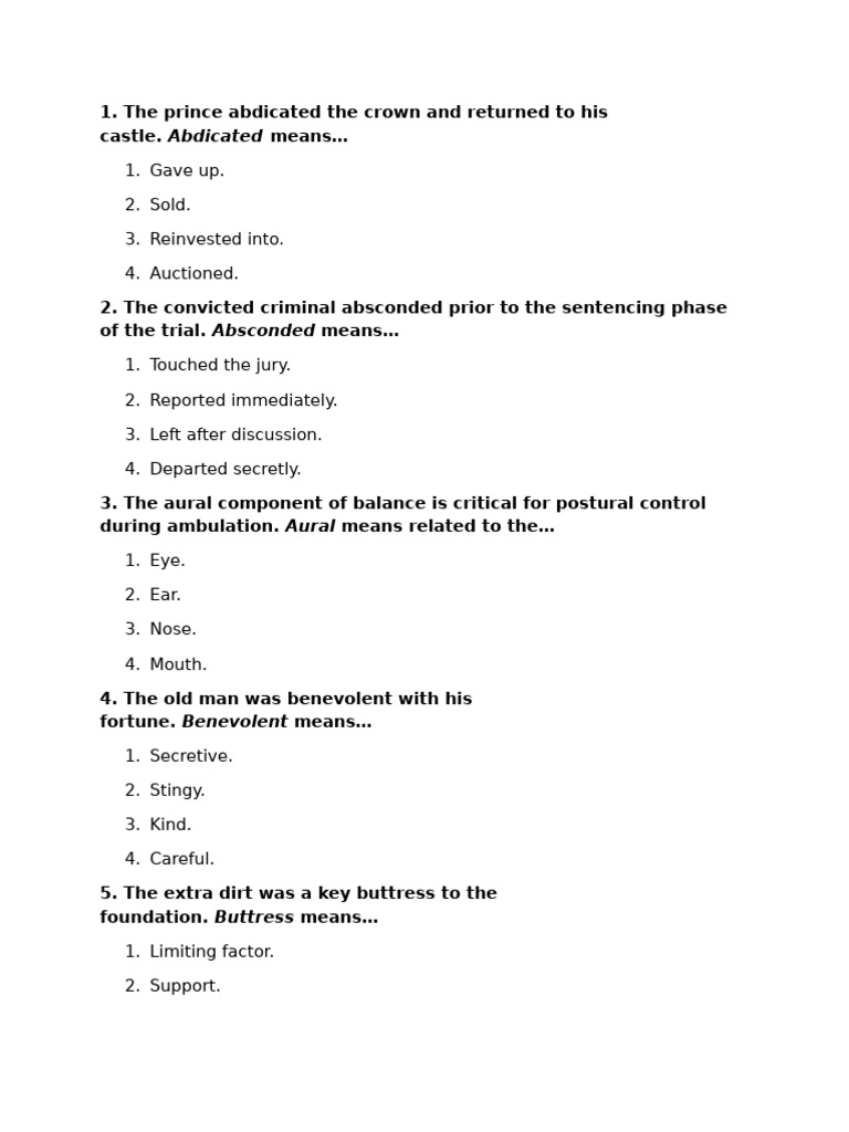 VOCABULARY TEST | PDF | Justice | Crime & Violence