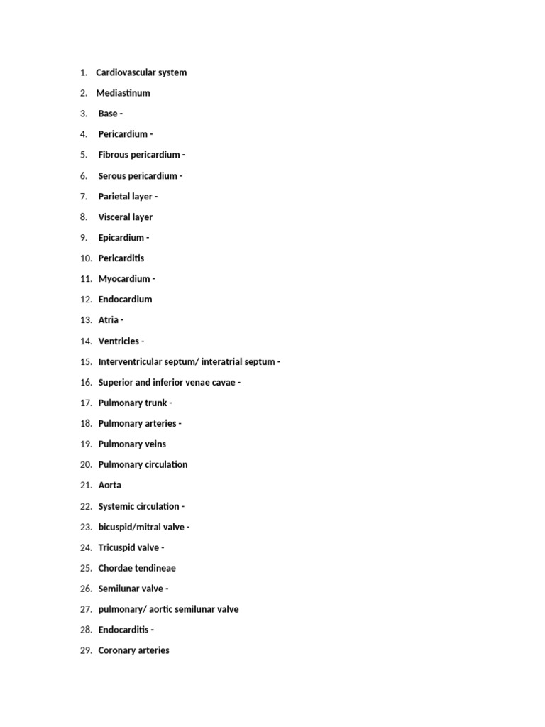 CH 11 Cardiovascular System. Vocabulary | PDF | Travel