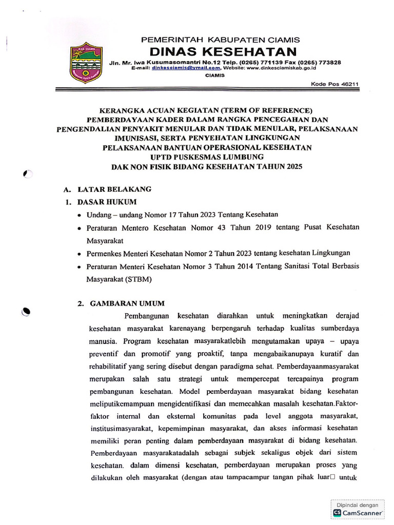 Tor Dan Rab Pemberdayaan Kader Dalam Rangka Pencegahan Dan Pengendalian ...