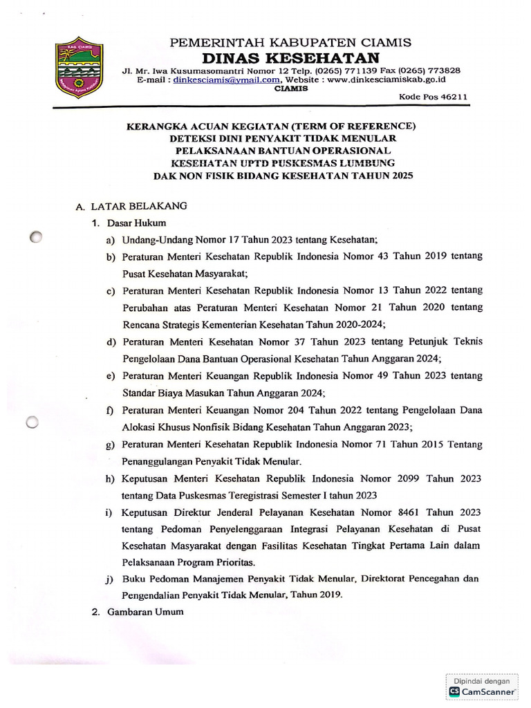 Tor Dan Rab Deteksi Dini Penyakit Tidak Menular | PDF Tor Dan Rab Deteksi Dini Penyakit Tidak Menular | PDF