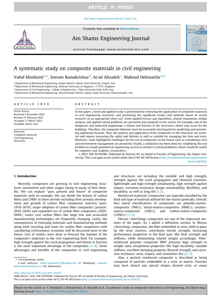 A Systematic Study On Composite Materials in Civil Engineering | PDF ...