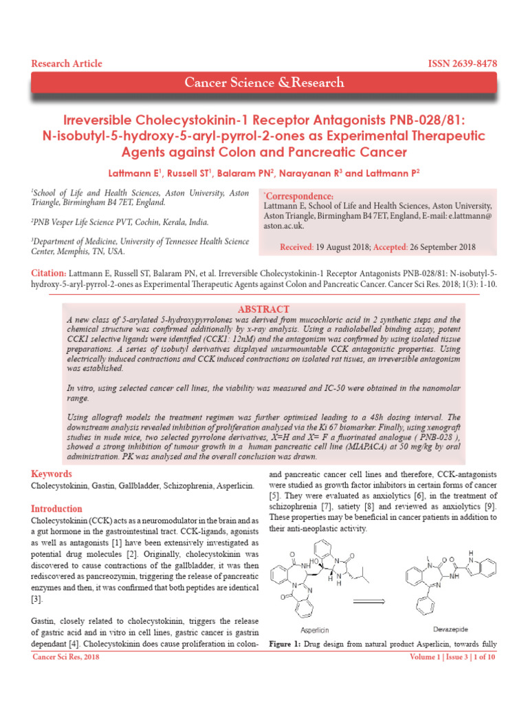Cancer Science &research | PDF | Receptor Antagonist | Enzyme Inhibitor