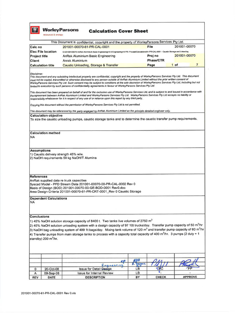 201001-00070-61-PR-CAL-0001 - 0 Caustic Unloading, Storage and Transfer ...