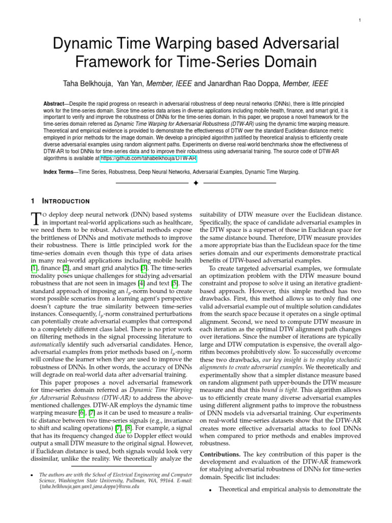 Dynamic Time Warping Based Adversarial Framework F | PDF | Deep Learning | Mathematical Optimization