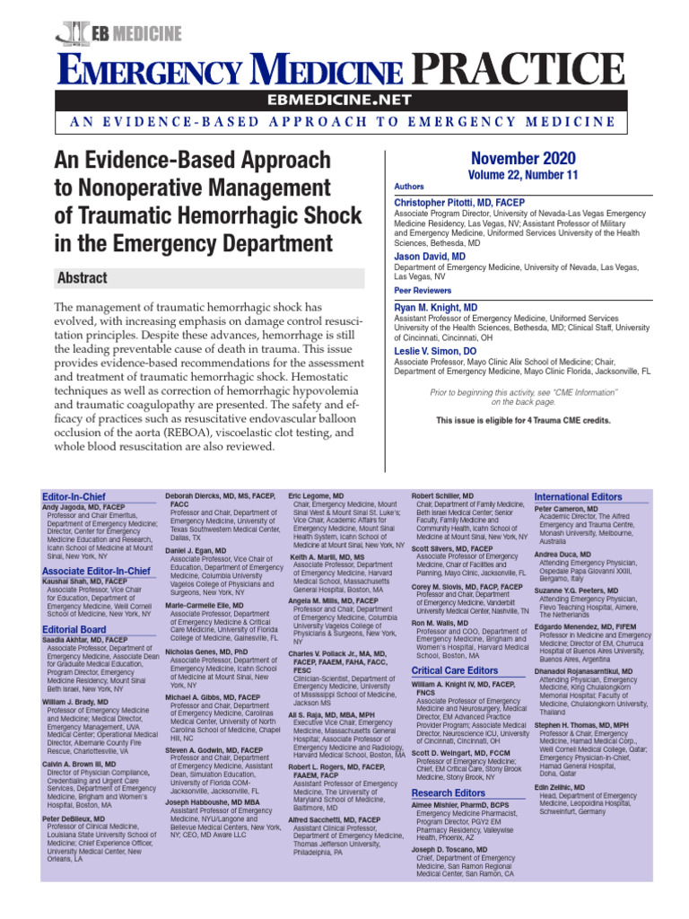 Traumatic Hemorrhagic Shock | PDF | Bleeding | Shock (Circulatory)