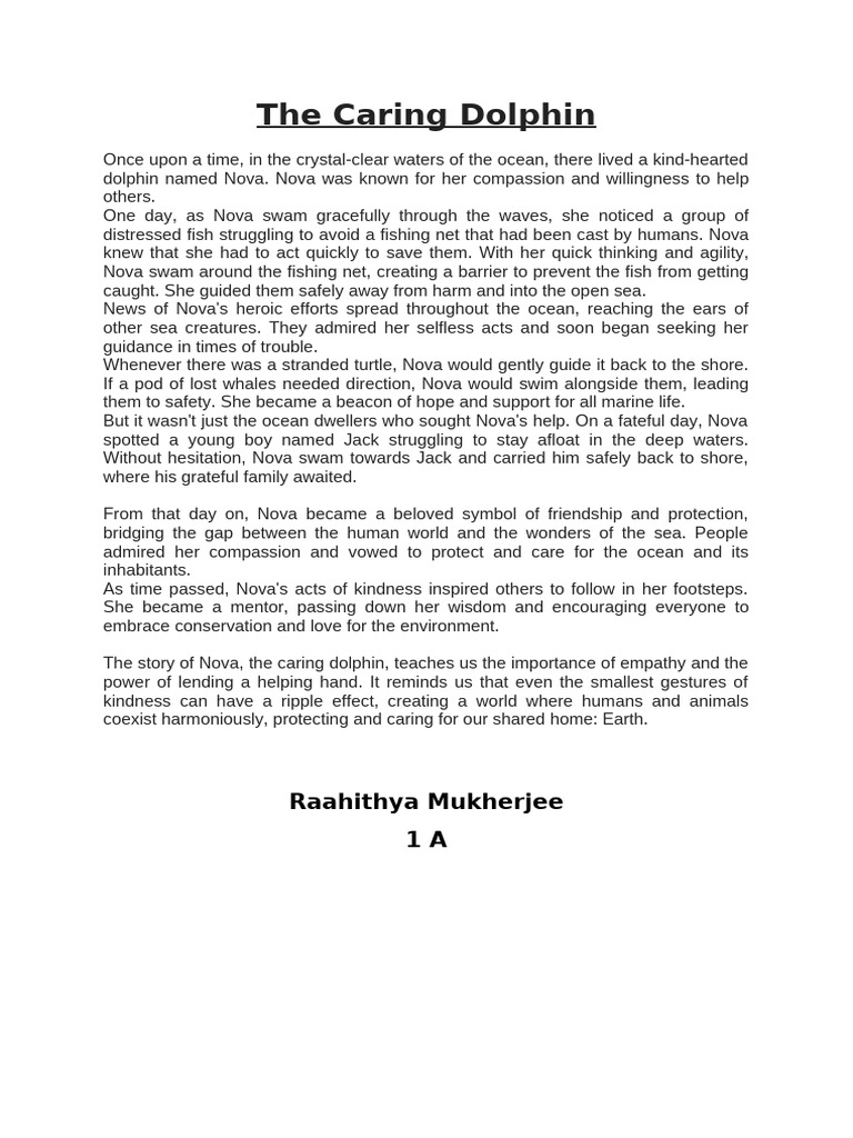 The Caring Dolphin Article For Magazine | PDF