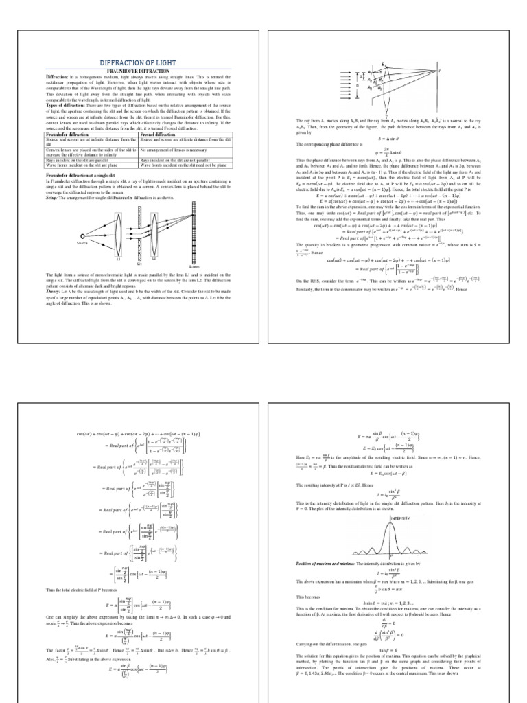 Optics Comple - Fraunhofer Diffraction - Converted 2 | PDF | Diffraction | Angular Resolution