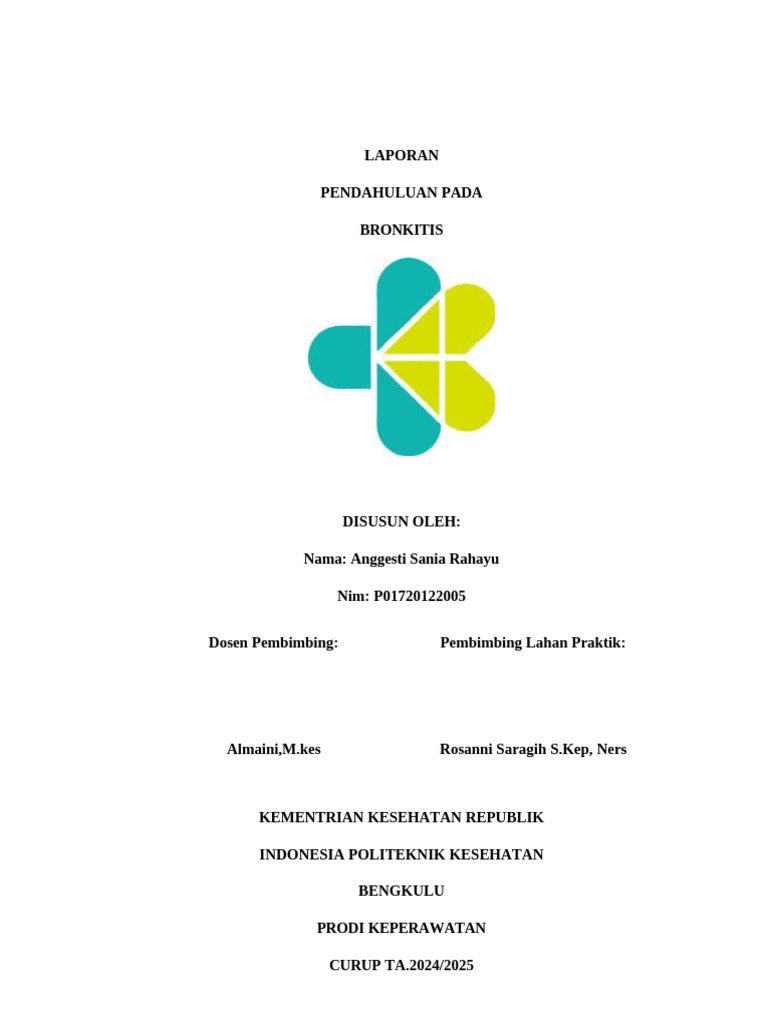 LAPORAN PENDAHULUAN Bronkitis Asr | PDF | Pengembangan Diri | Sains & Matematika