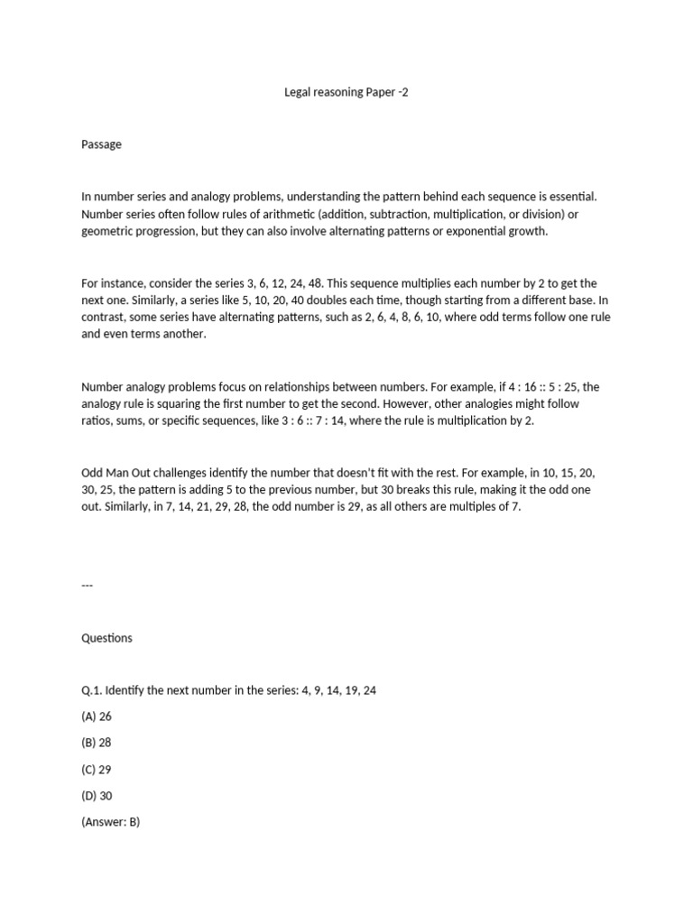 Legal reasoning Paper 2 | PDF | Multiplication | Numbers Legal reasoning Paper 2 | PDF | Multiplication | Numbers
