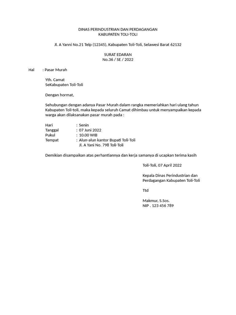 Contoh Surat Himbauan | PDF