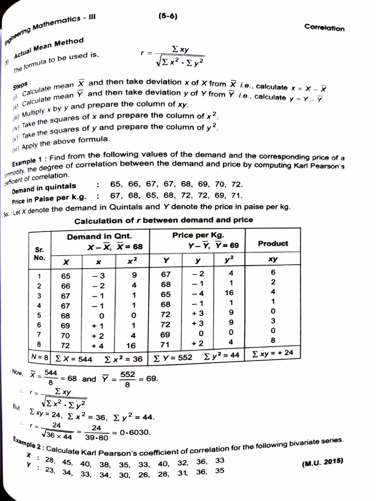 Calculate Karl Pearson's Correlation Coefficient | PDF | Mathematics ...
