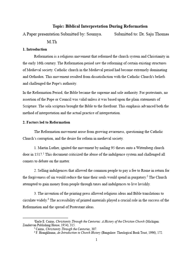 Reformation Biblical Interpretation | PDF | Bible | Martin Luther