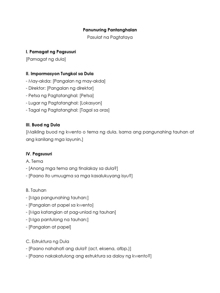 Panunuring Pantanghalan HS College | PDF
