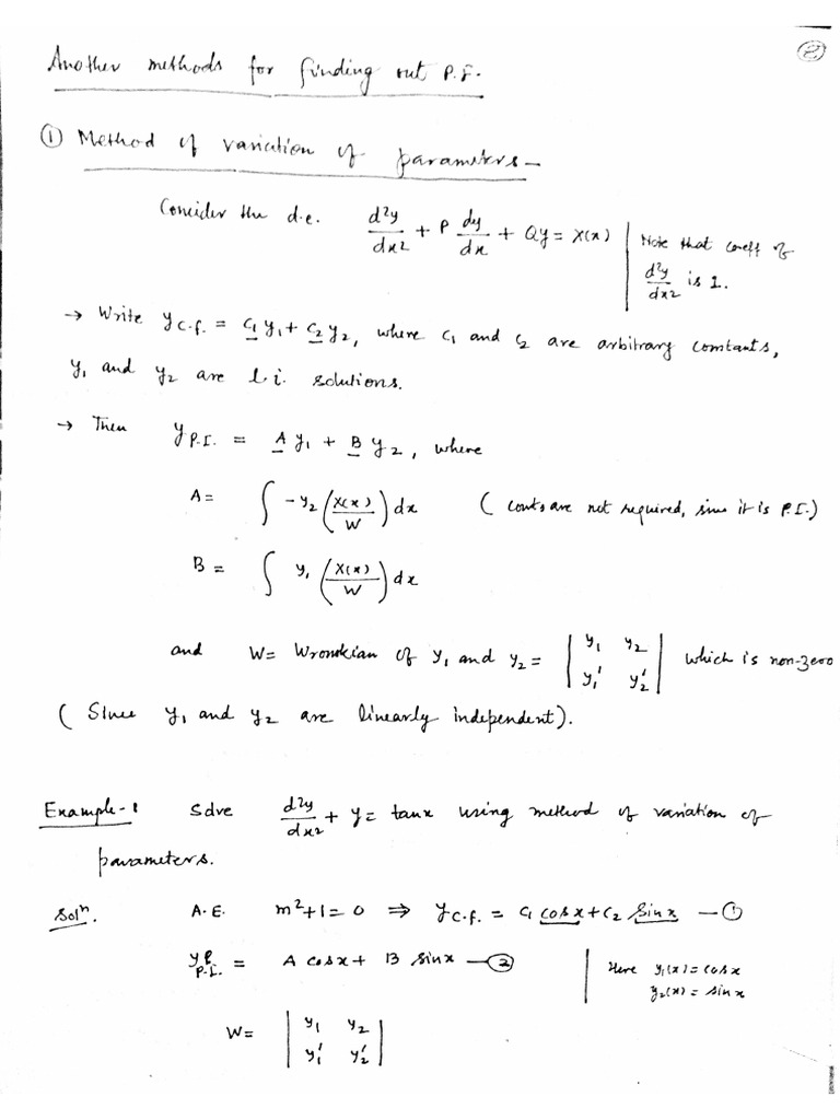 Method of Variation of Parameters | PDF