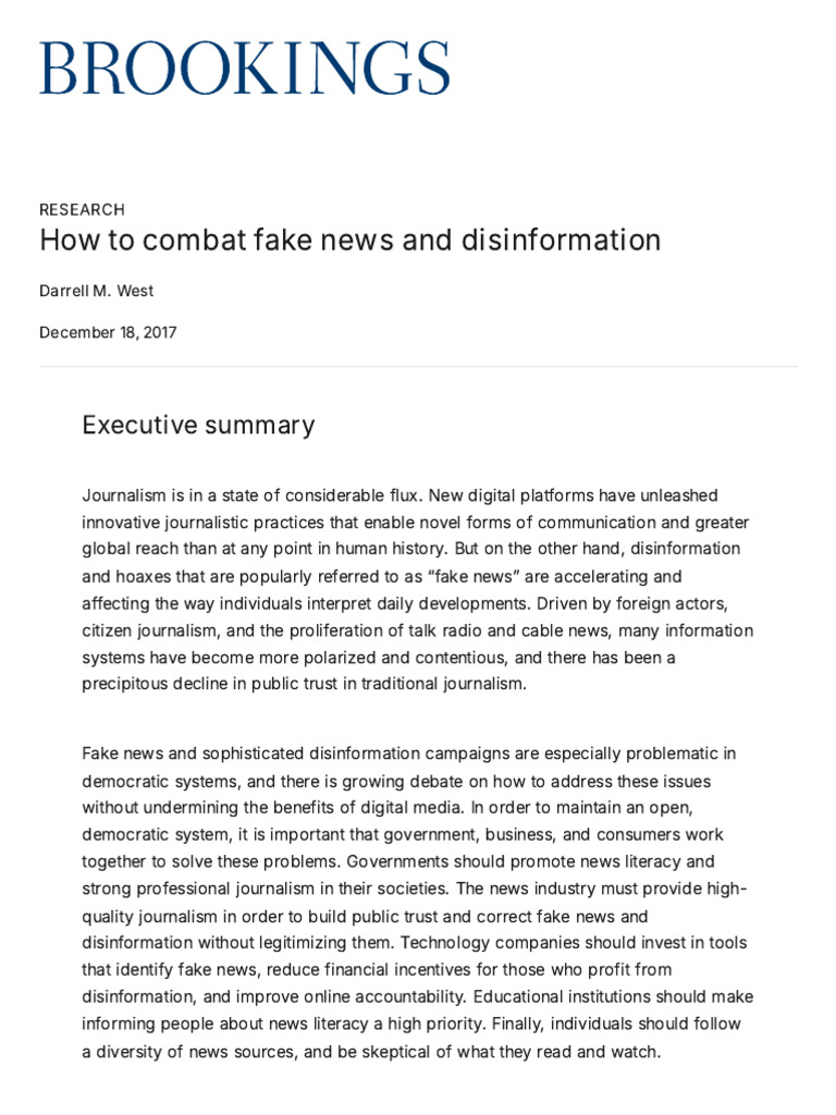 How To Combat Fake News and Disinformation | PDF | Social Media ...